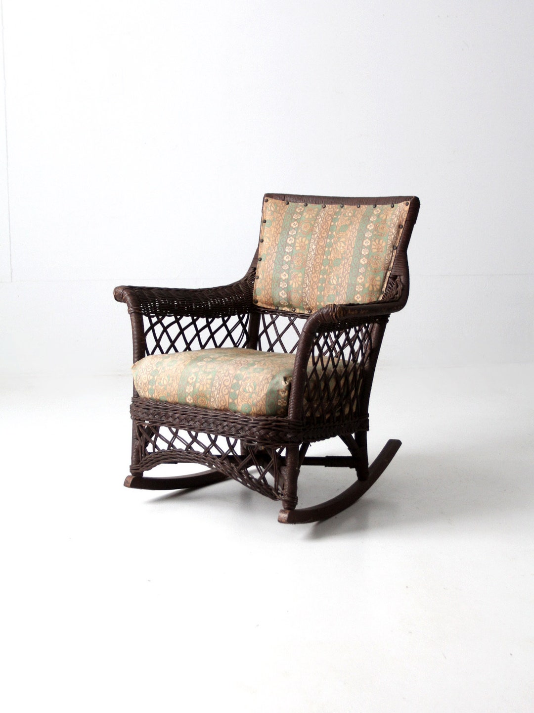 Antique Wicker Rocking Chair With Cushion Seat - Etsy UK