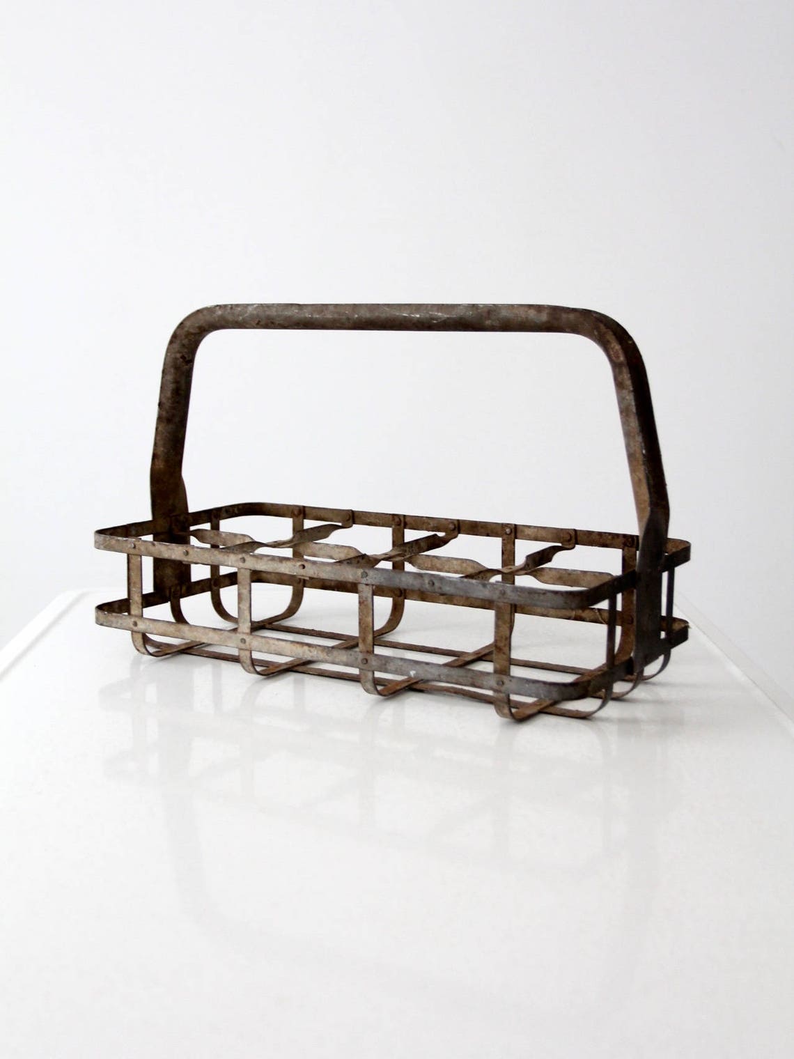 Vintage Milk Bottle Carrier Metal Tote Basket - Etsy