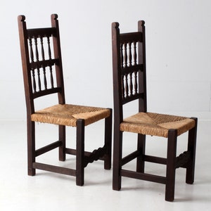 Antique Rush Seat Chairs Pair - Etsy