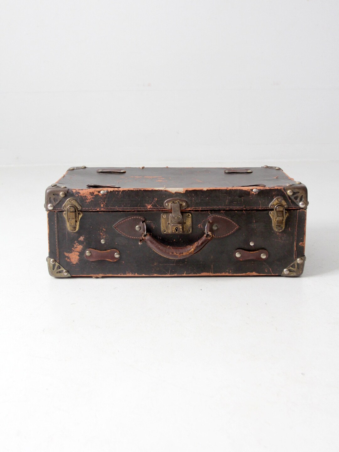 Vintage Brown Cardboard Suitcase - Etsy
