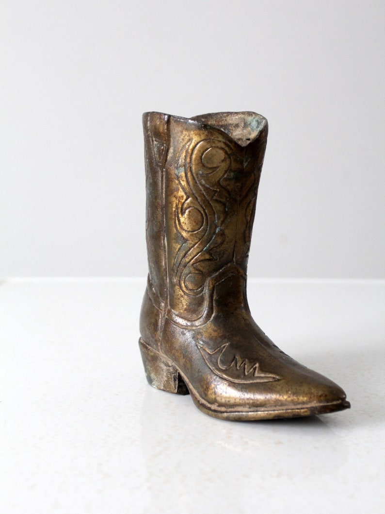 Mid-century Brass Cowboy Boot Statue - Etsy