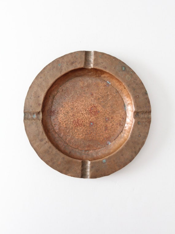 Vintage Solid Copper MCM Era Cigar Ashtray With Geometric Design ...