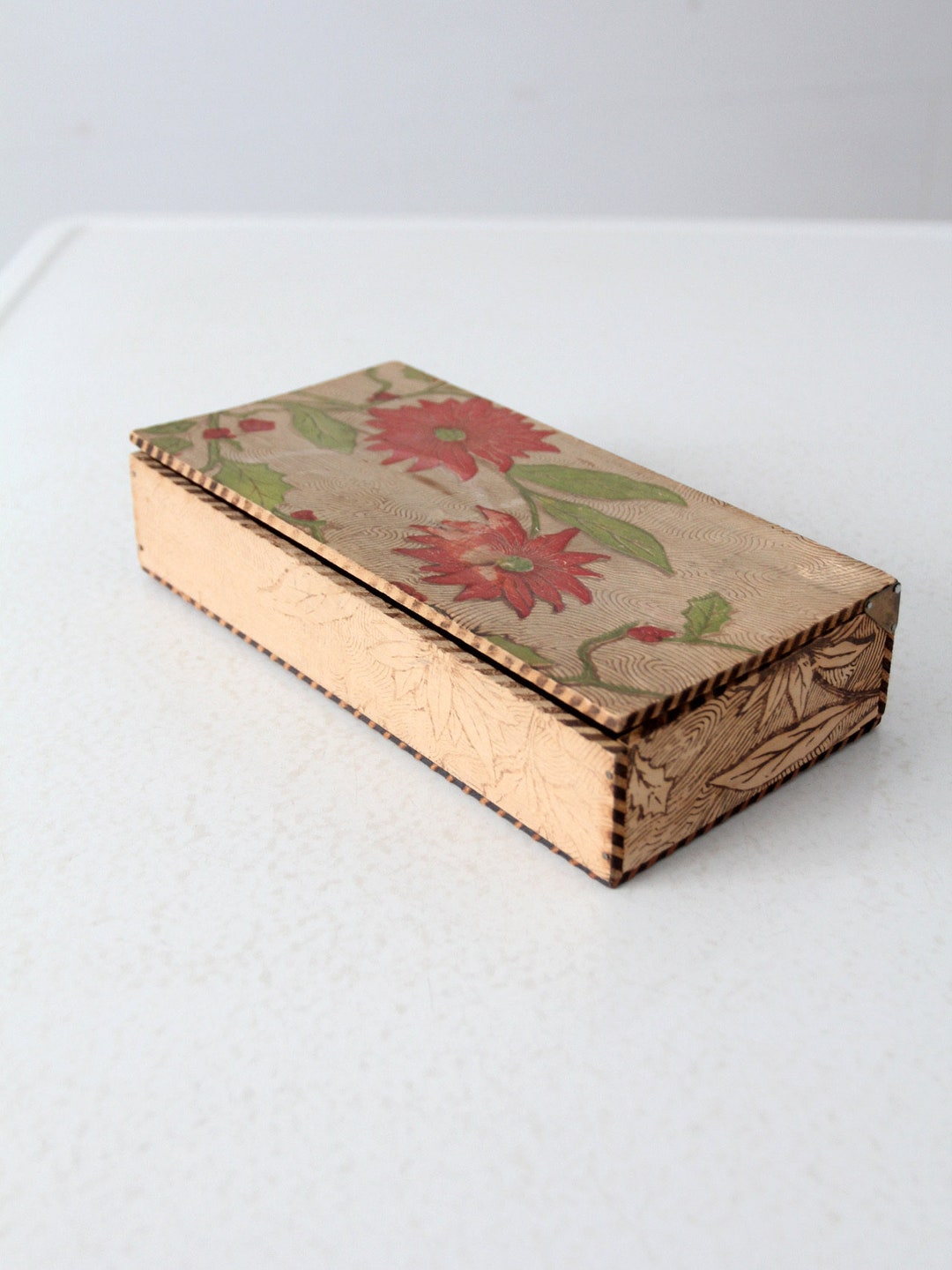 Antique Victorian Pyrography Box - Etsy