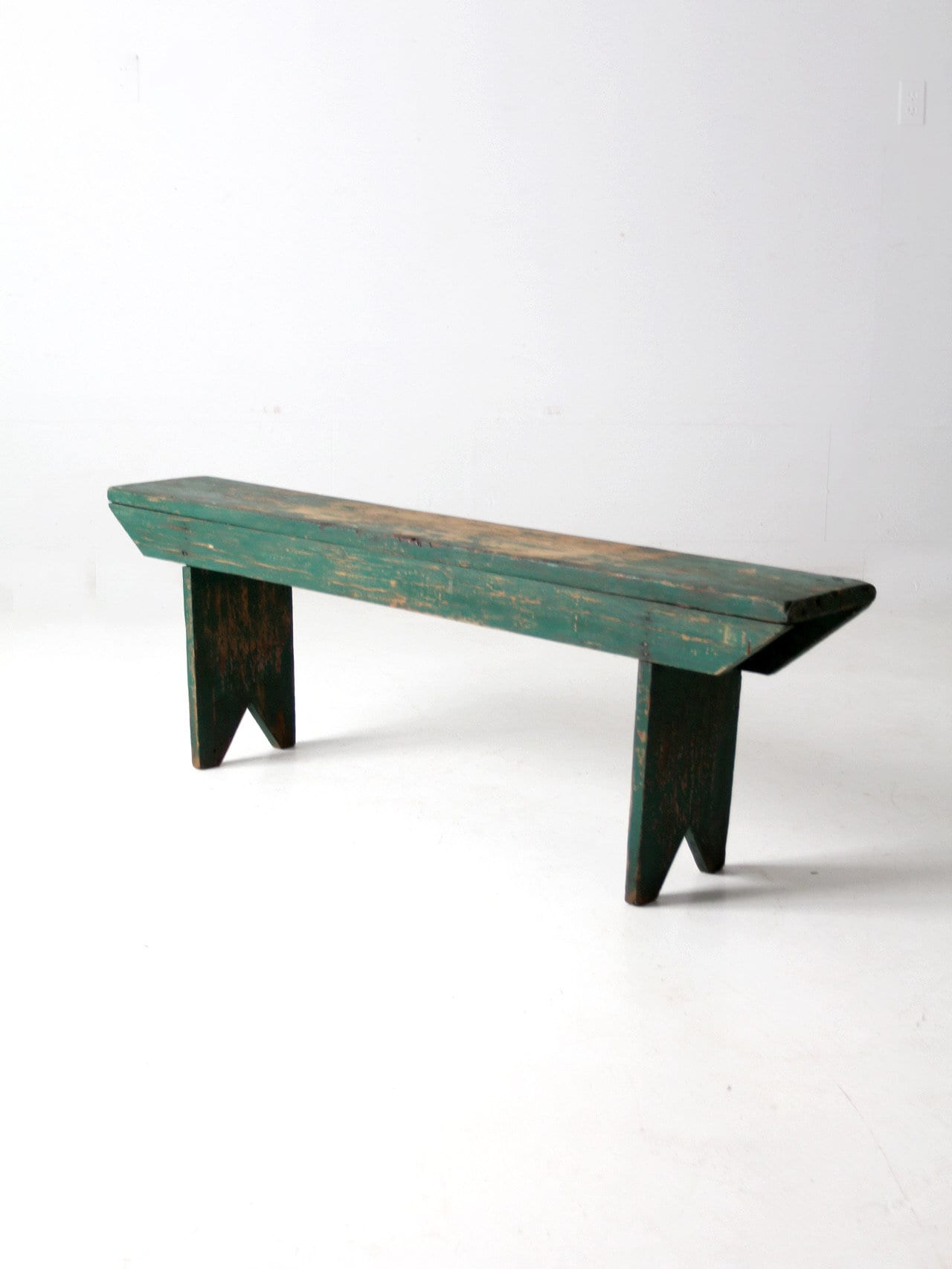 Antique Wooden Bench Green Farmhouse Bench Etsy