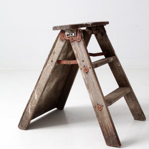 Vintage Rustic Wooden Step Ladder - Etsy