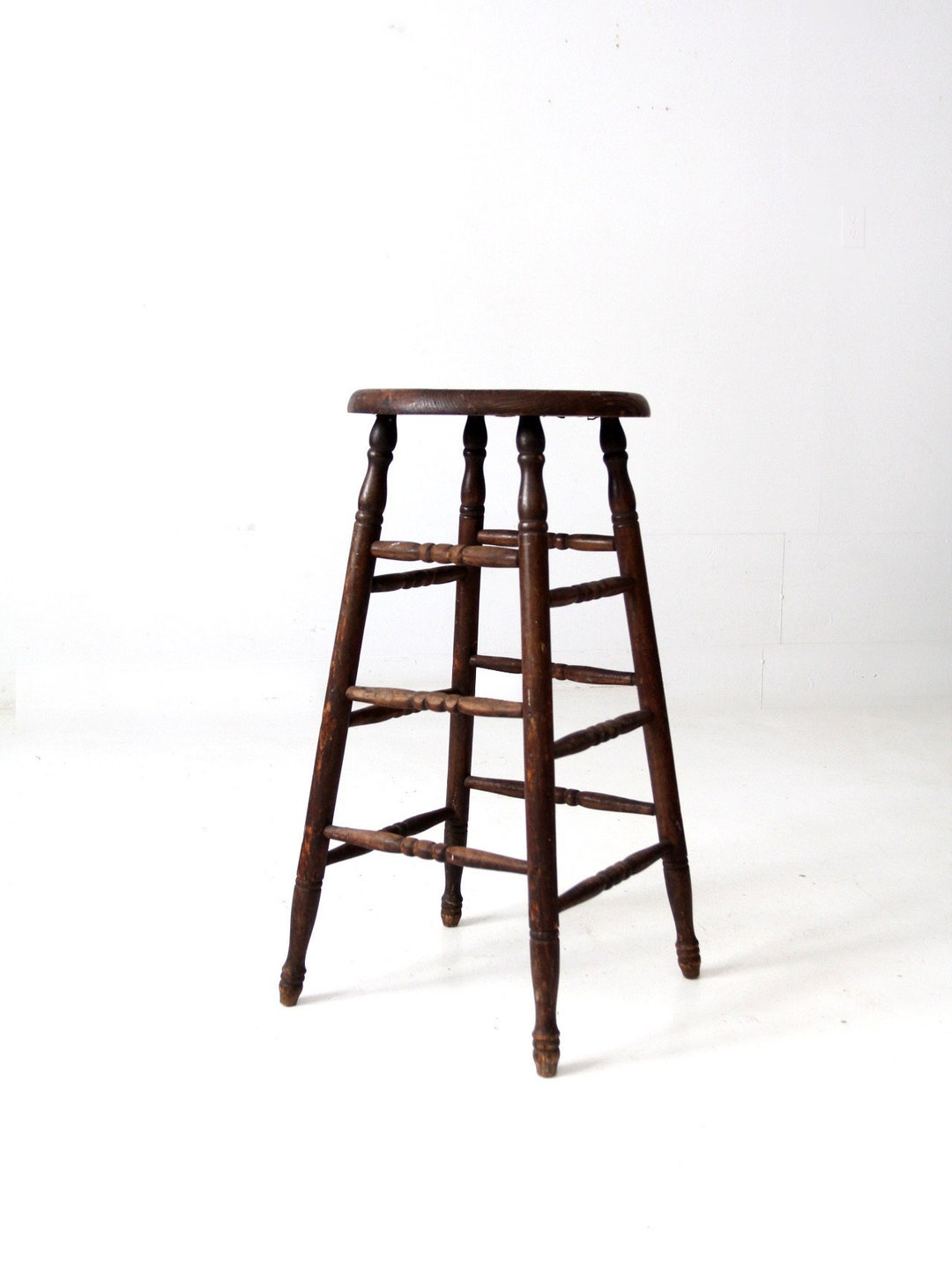Antique Turned Leg Wood Stool - Etsy