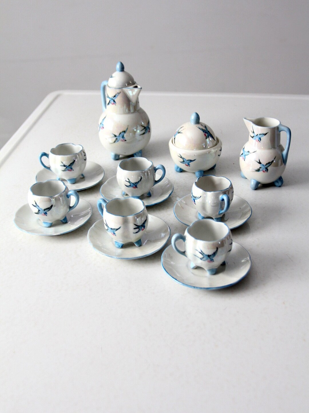 Antique German Miniature Porcelain Tea Set - Etsy