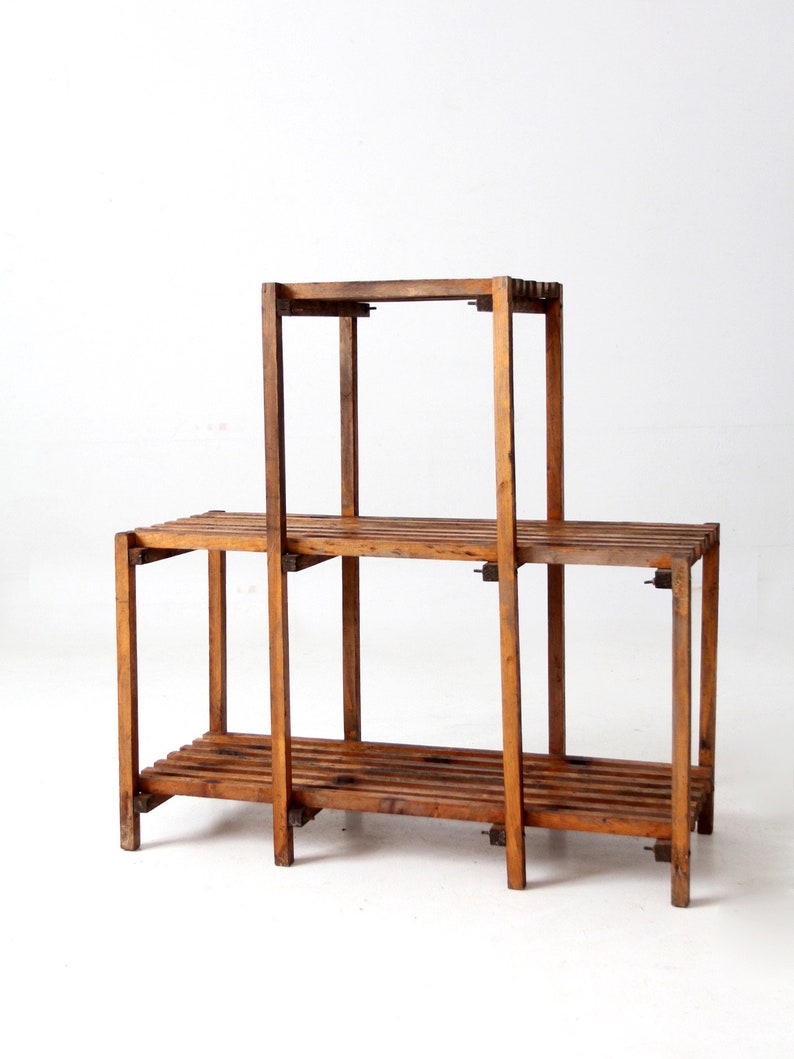 Vintage Tiered Slat Wood Plant Stand - Etsy
