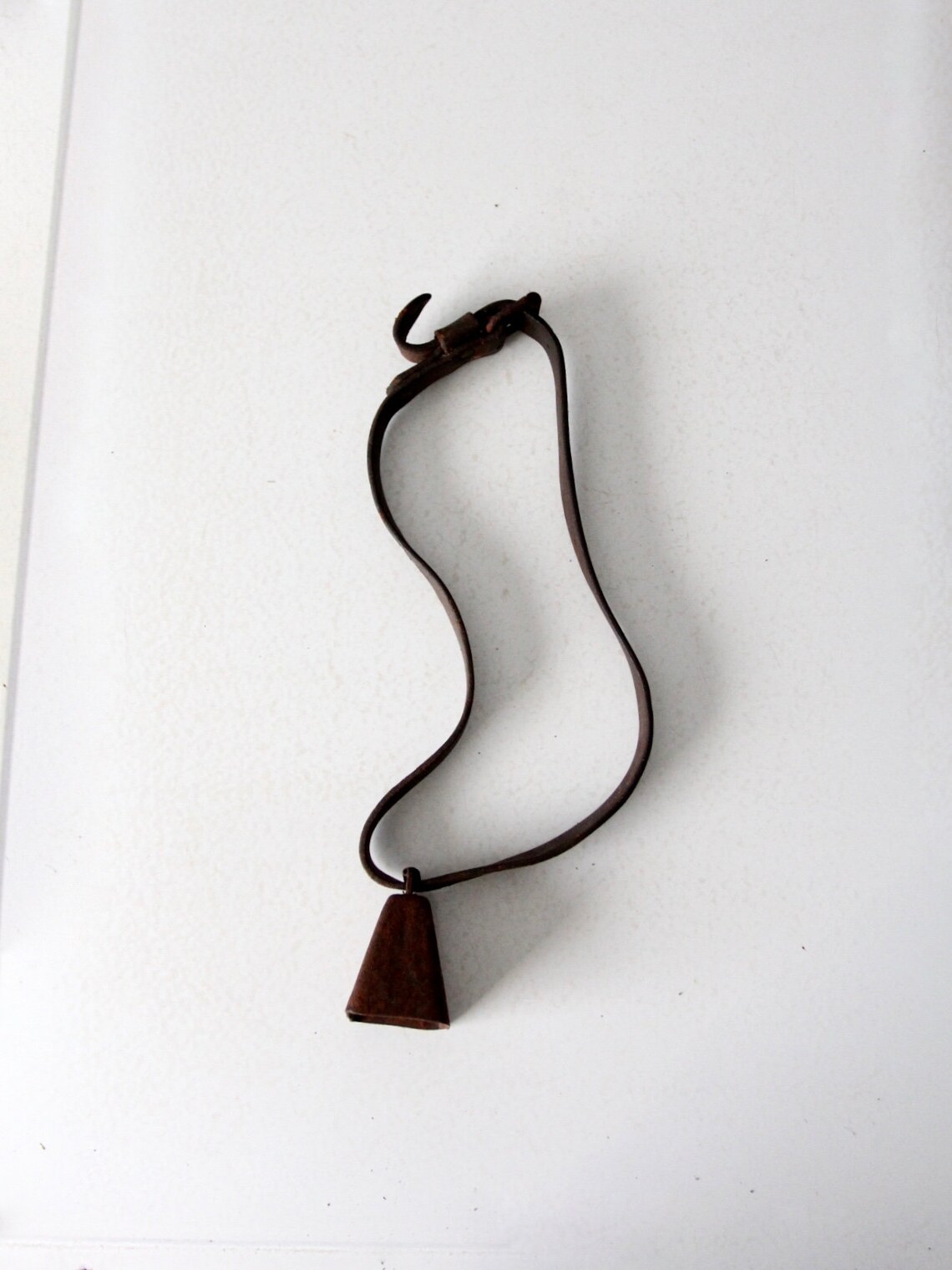 Antique cowbell bell on belted leather strap | Etsy