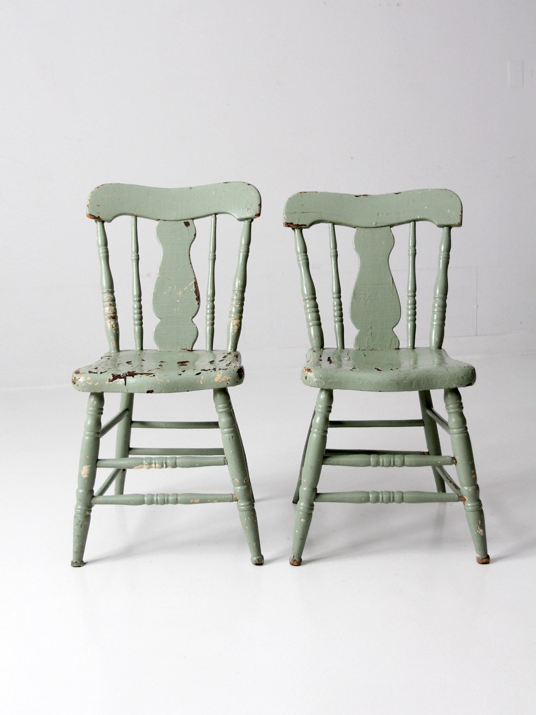 Antique Fiddle Back Chairs, Painted Wooden Chairs Pair - Etsy