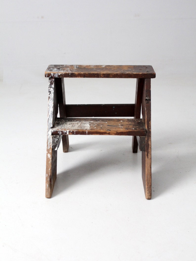 Vintage Wooden Step Stool - Etsy
