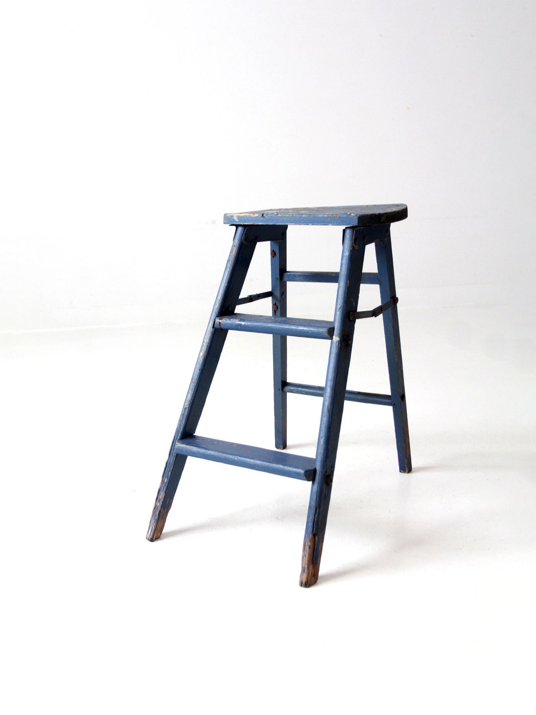 Vintage Wooden Step Stool, Blue Step Ladder - Etsy