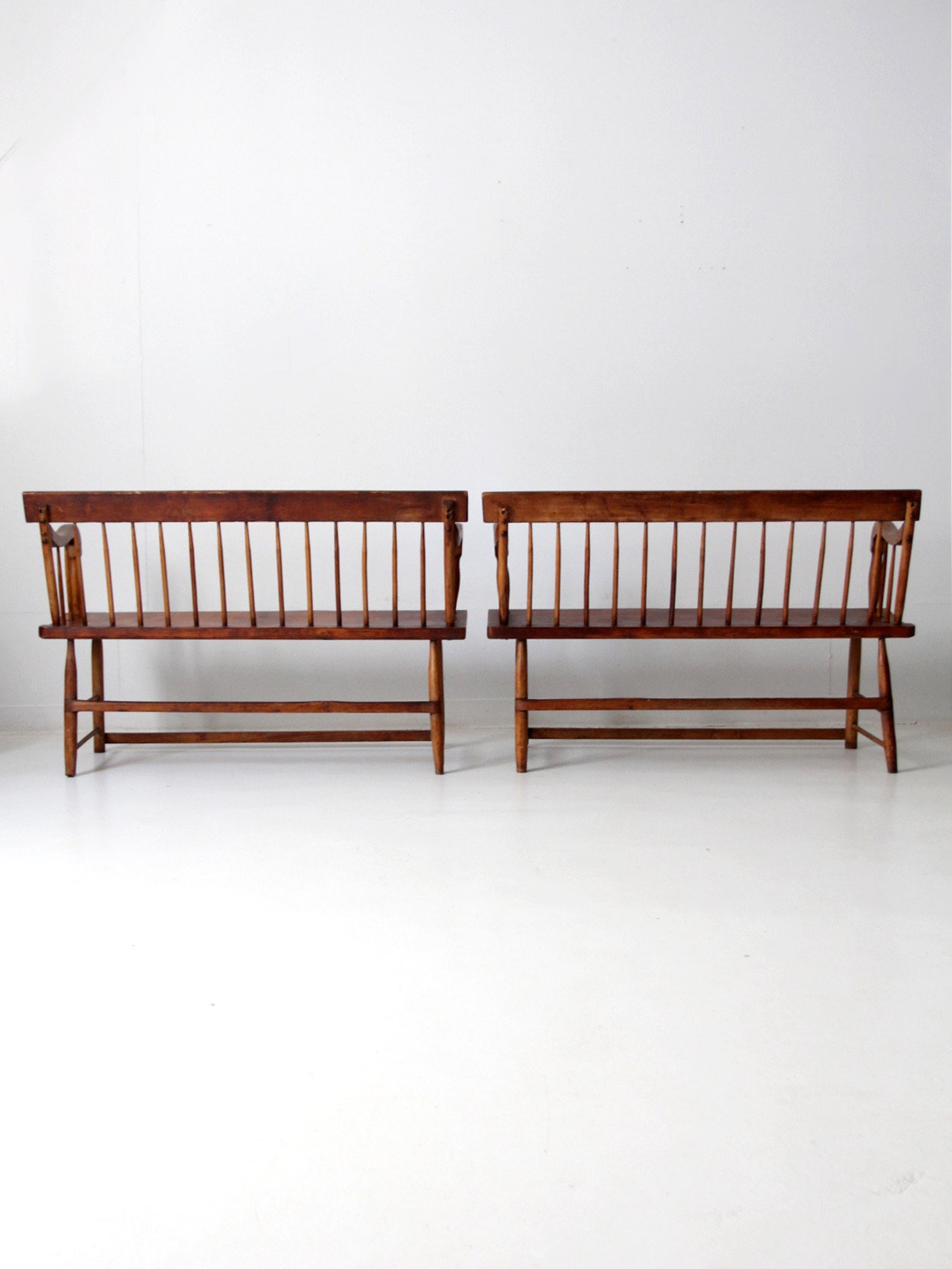 Antique Spindle Back Bench Pair - Etsy