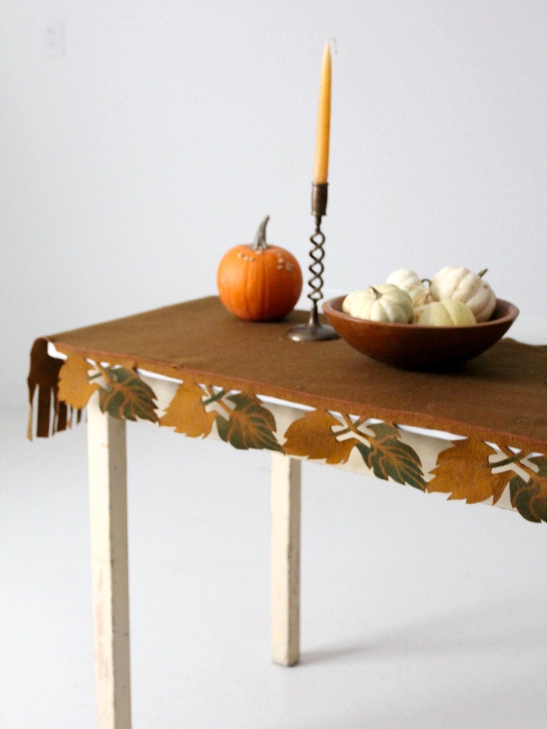 Vintage Autumn Table Runner, Felt Table Mat With Cut Out Leaf Trim - Etsy