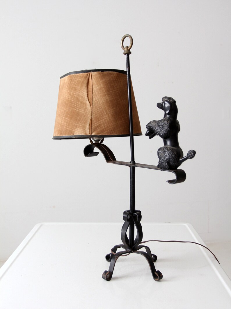 Vintage Wrought Iron Poodle Lamp - Etsy