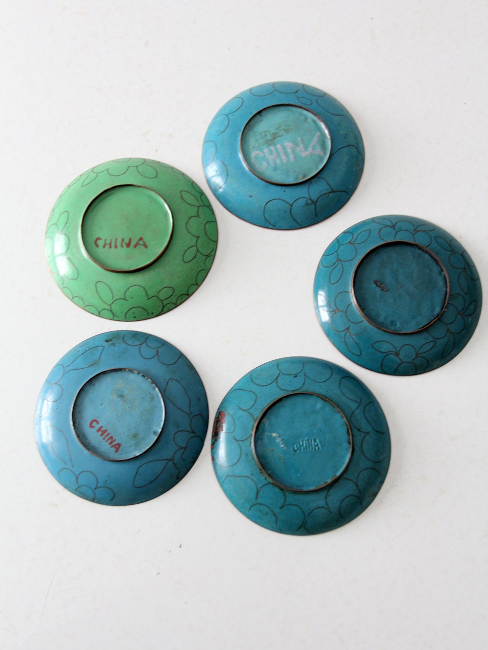 Antique Chinese Enamel Plate Collection Cloisonne Dishes - Etsy