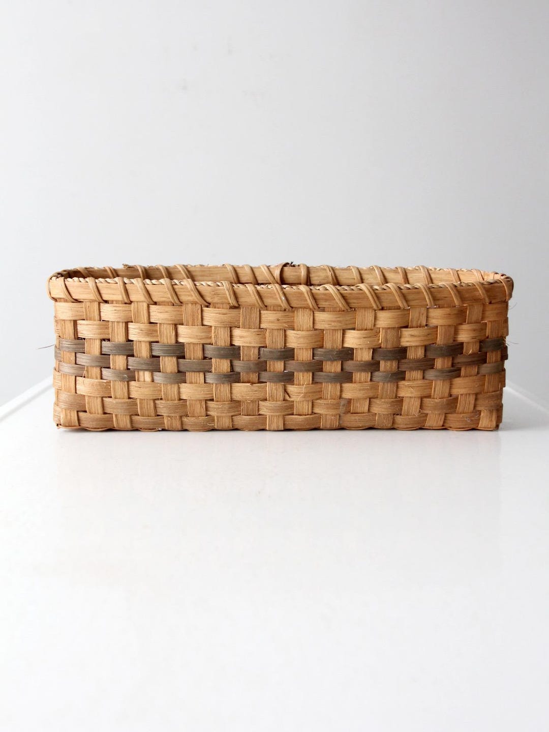 Vintage Splint Weave Rectangular Basket - Etsy