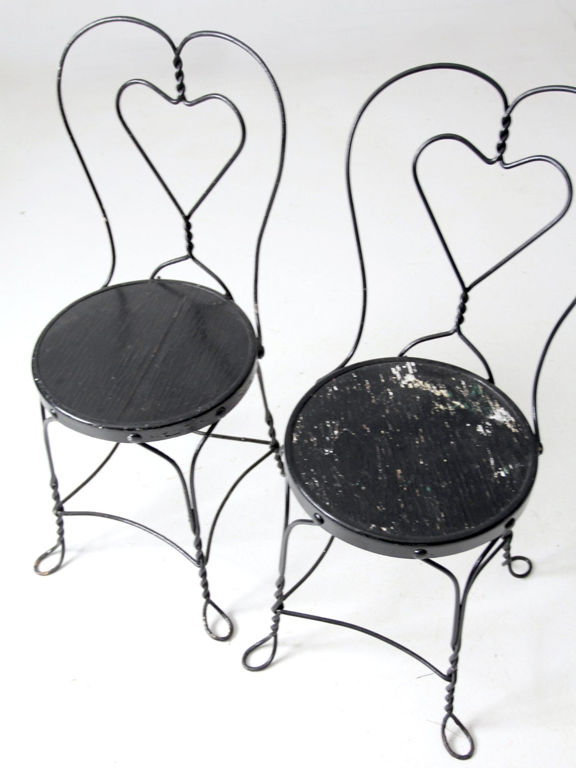 Pair Vintage Ice Cream Parlor Chairs, Black Iron Cafe Bistro Chairs - Etsy
