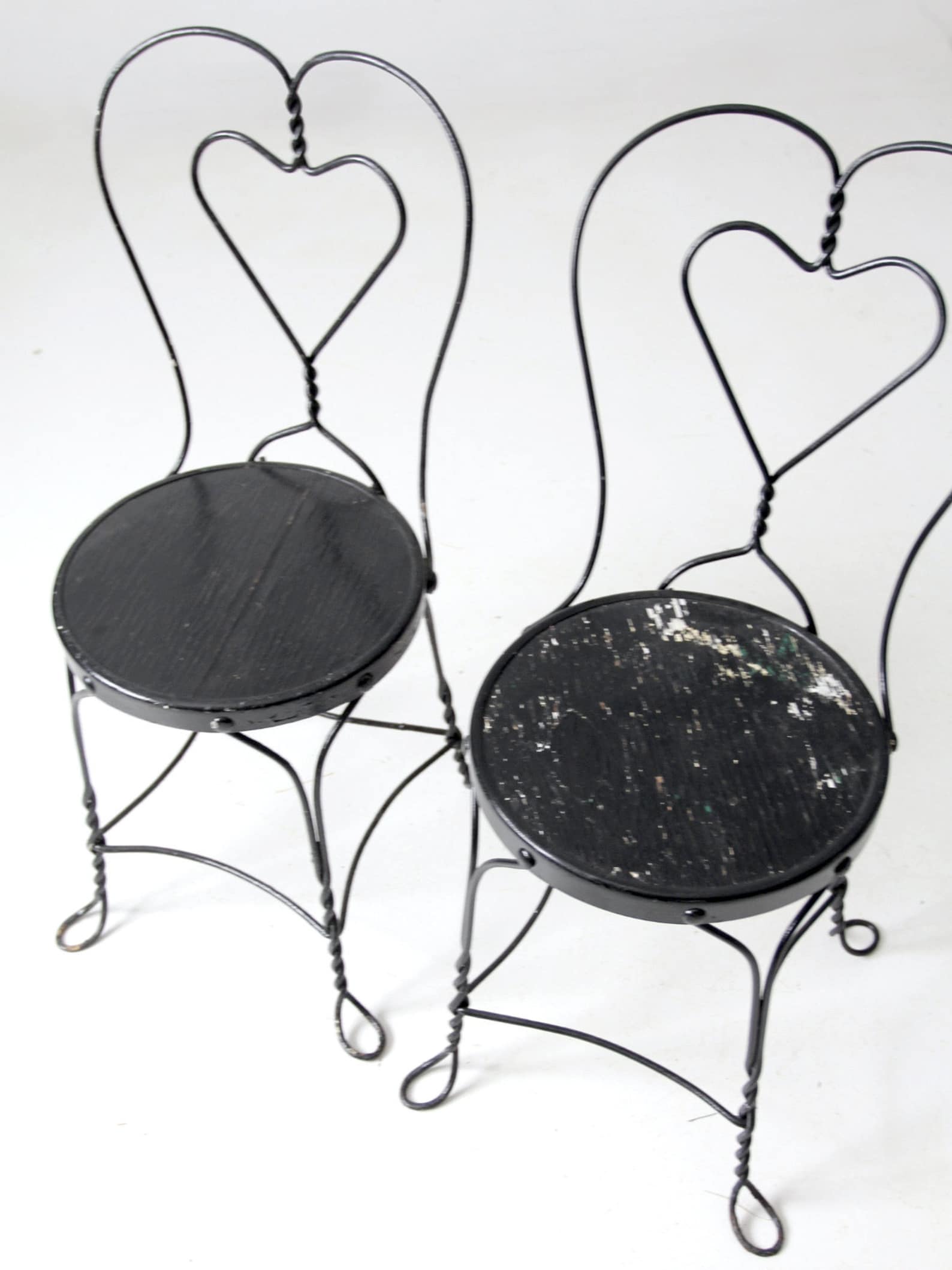 Pair Vintage Ice Cream Parlor Chairs, Black Iron Cafe Bistro Chairs - Etsy