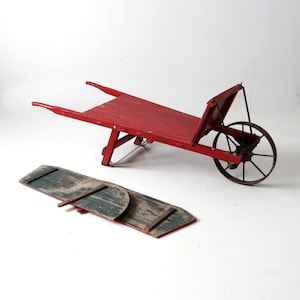 Antique Wooden Wheelbarrow - Etsy