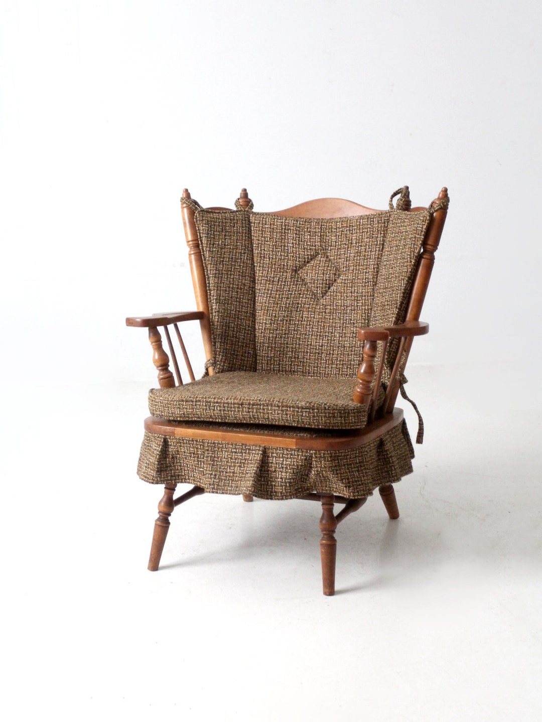 Mid-century Maple Wing Back Spring Rocking Chair - Etsy