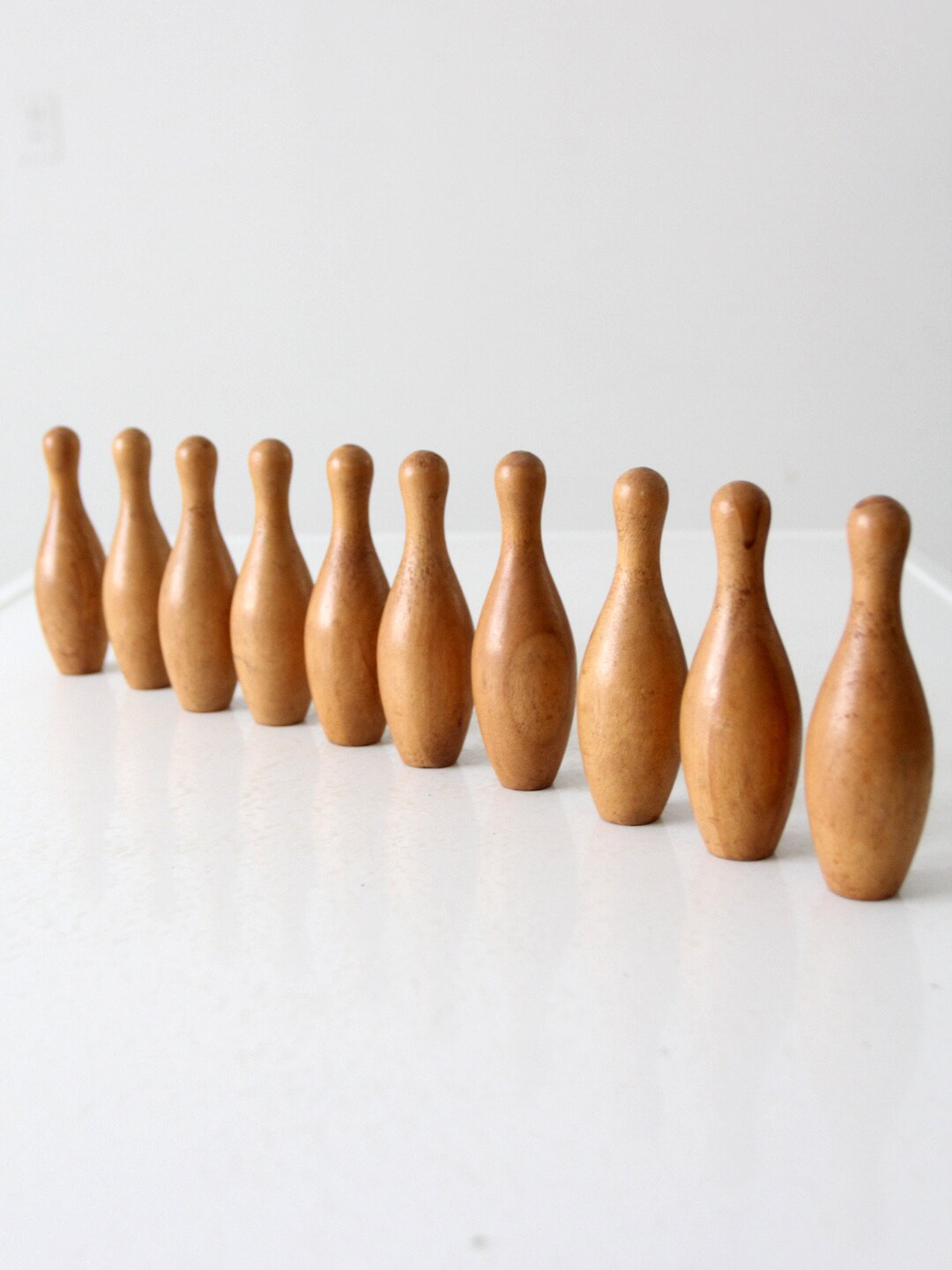 Vintage Tabletop Wooden Bowling Pins Set of 10 - Etsy