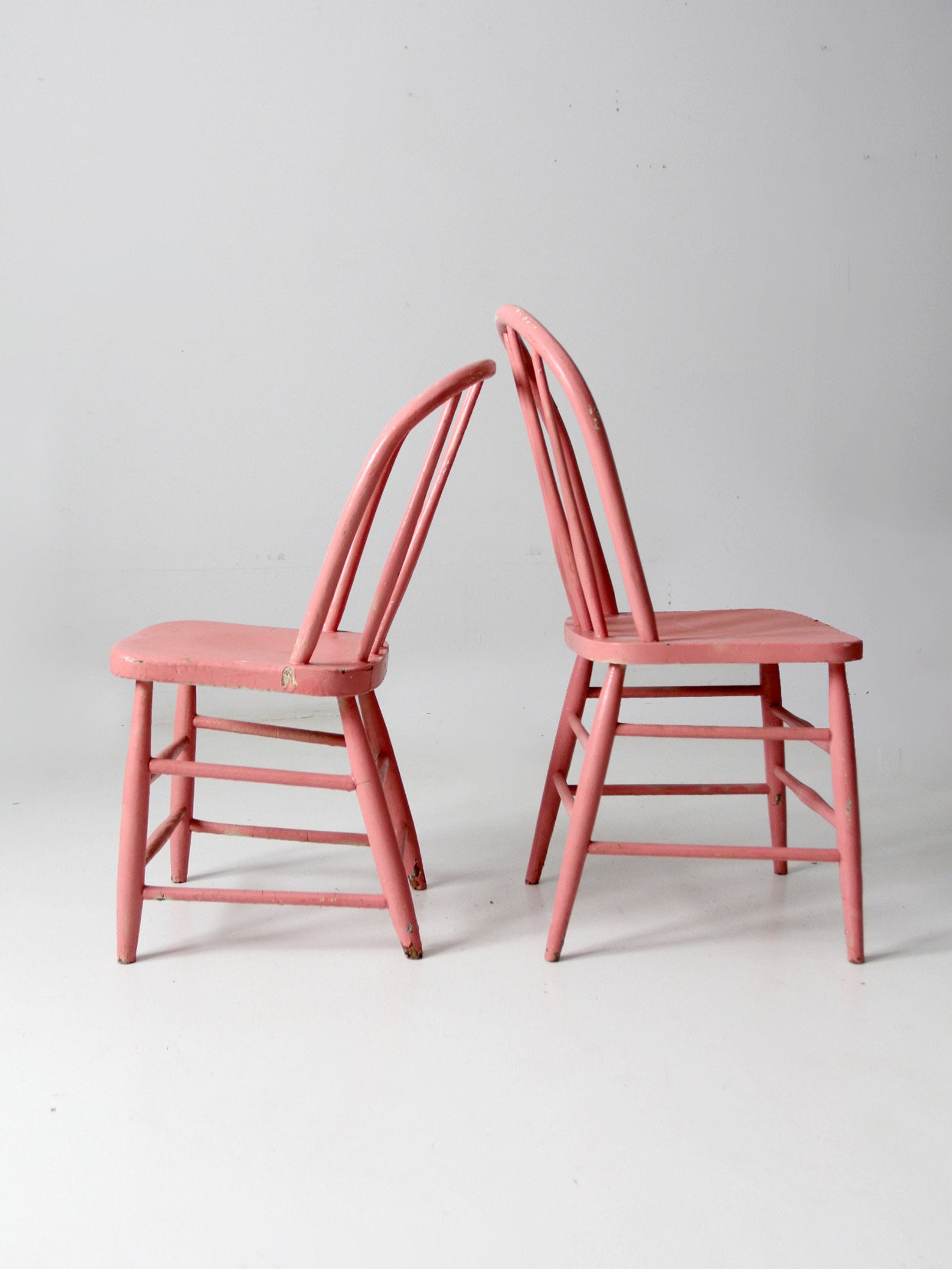 Antique Pink Spindle Back Chairs Pair - Etsy
