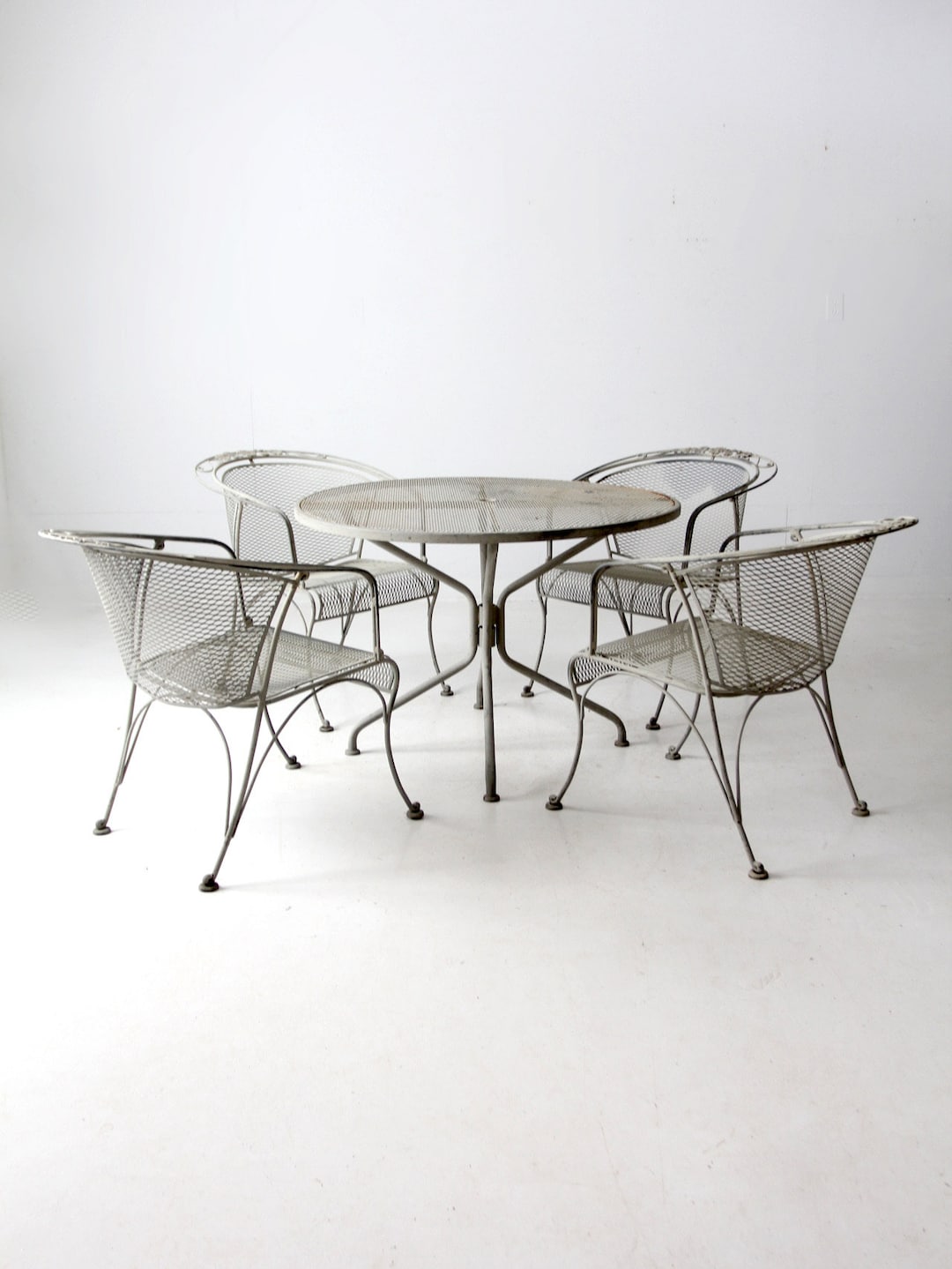 Mid-century Wrought Iron & Mesh Patio Set - Etsy