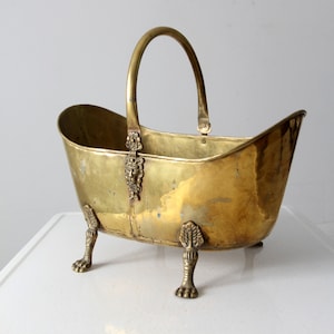 Antique Brass Firewood Bucket, Log Bin - Etsy