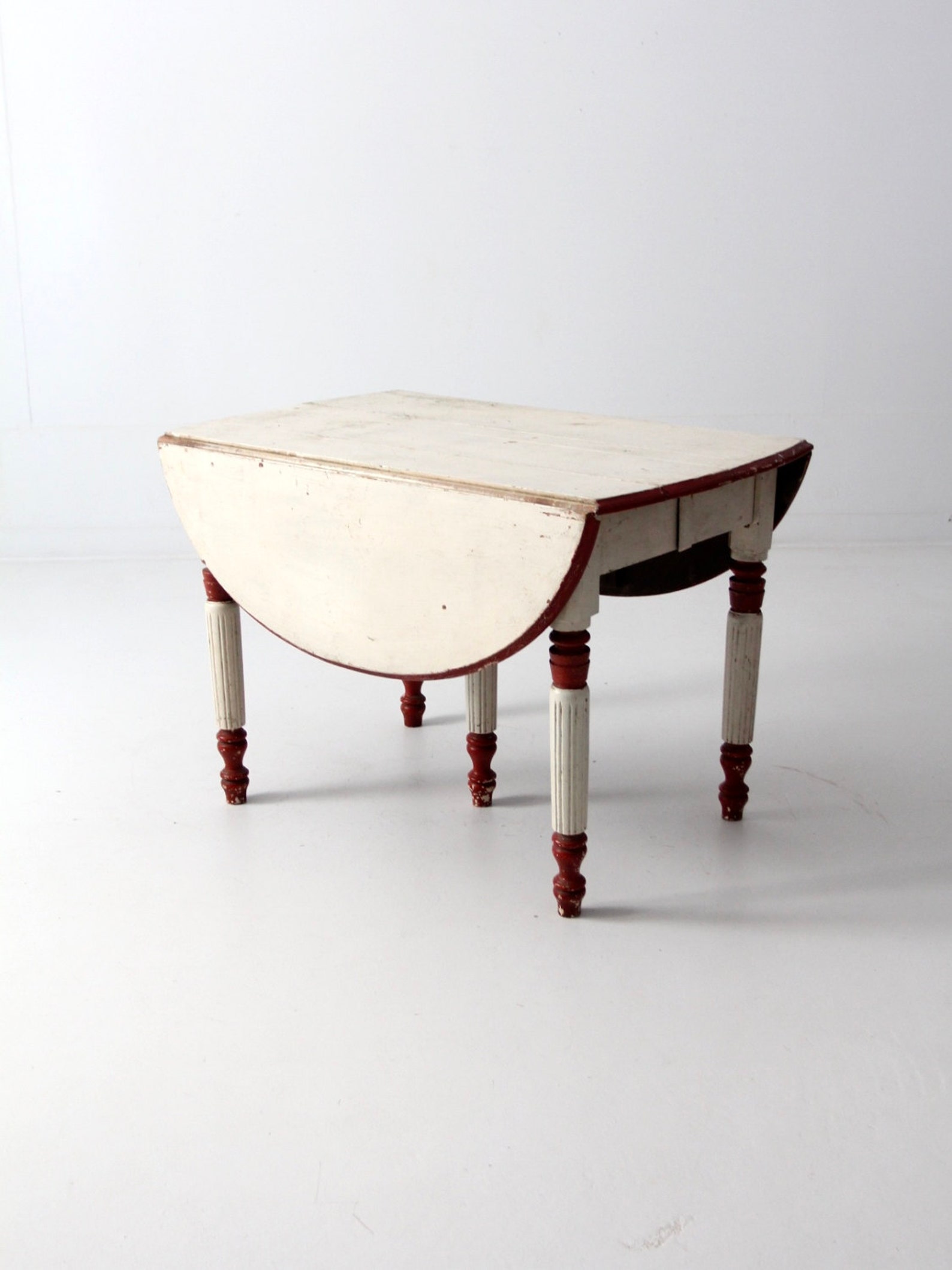 Antique Drop Leaf Table, Painted Five Leg Table - Etsy