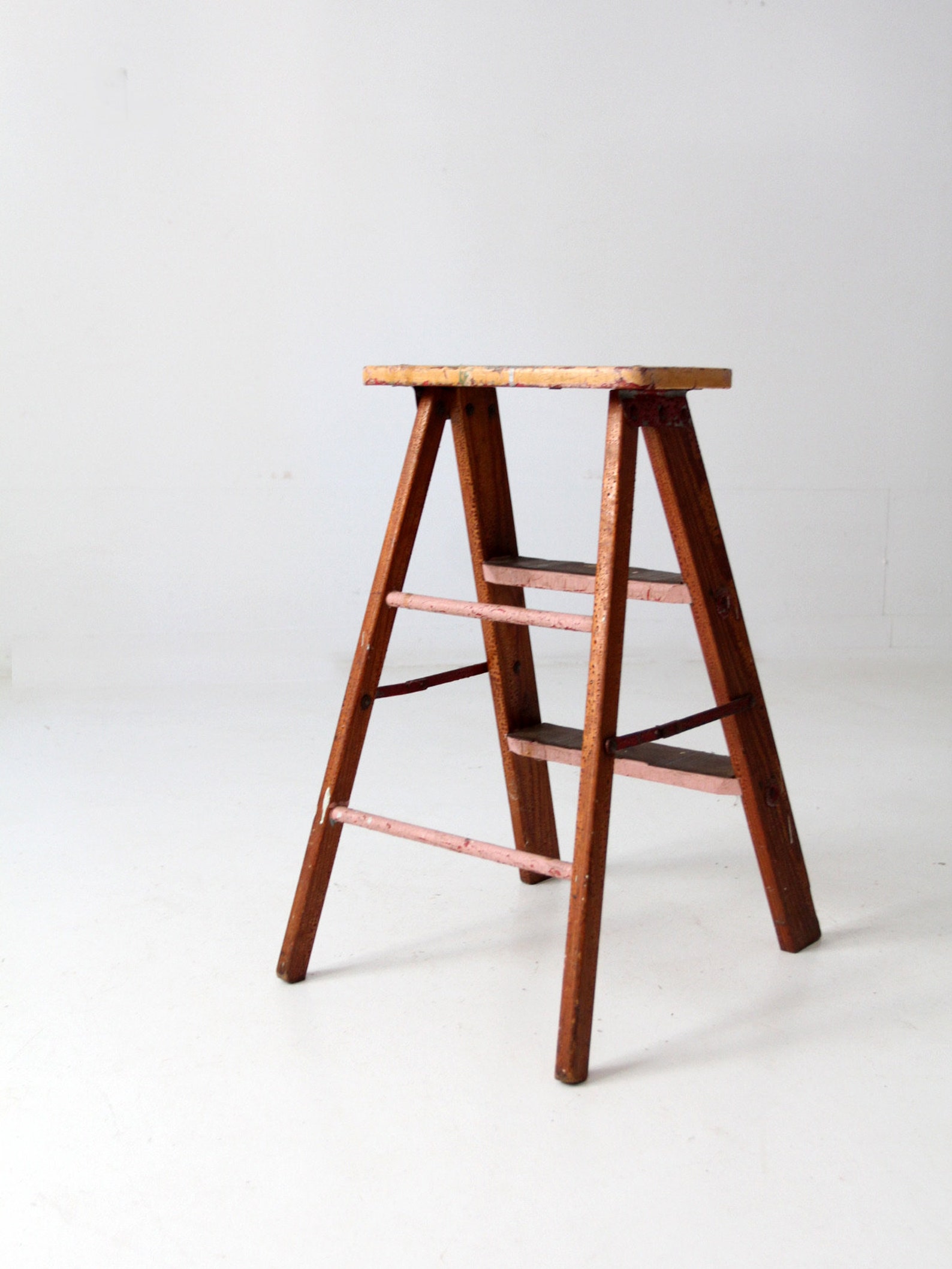Vintage Step Ladder Rustic Wooden Stepstool - Etsy