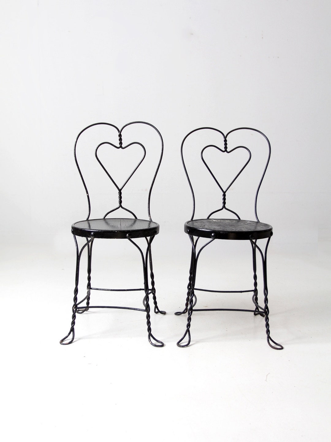 Pair Vintage Ice Cream Parlor Chairs, Black Iron Cafe Bistro Chairs - Etsy