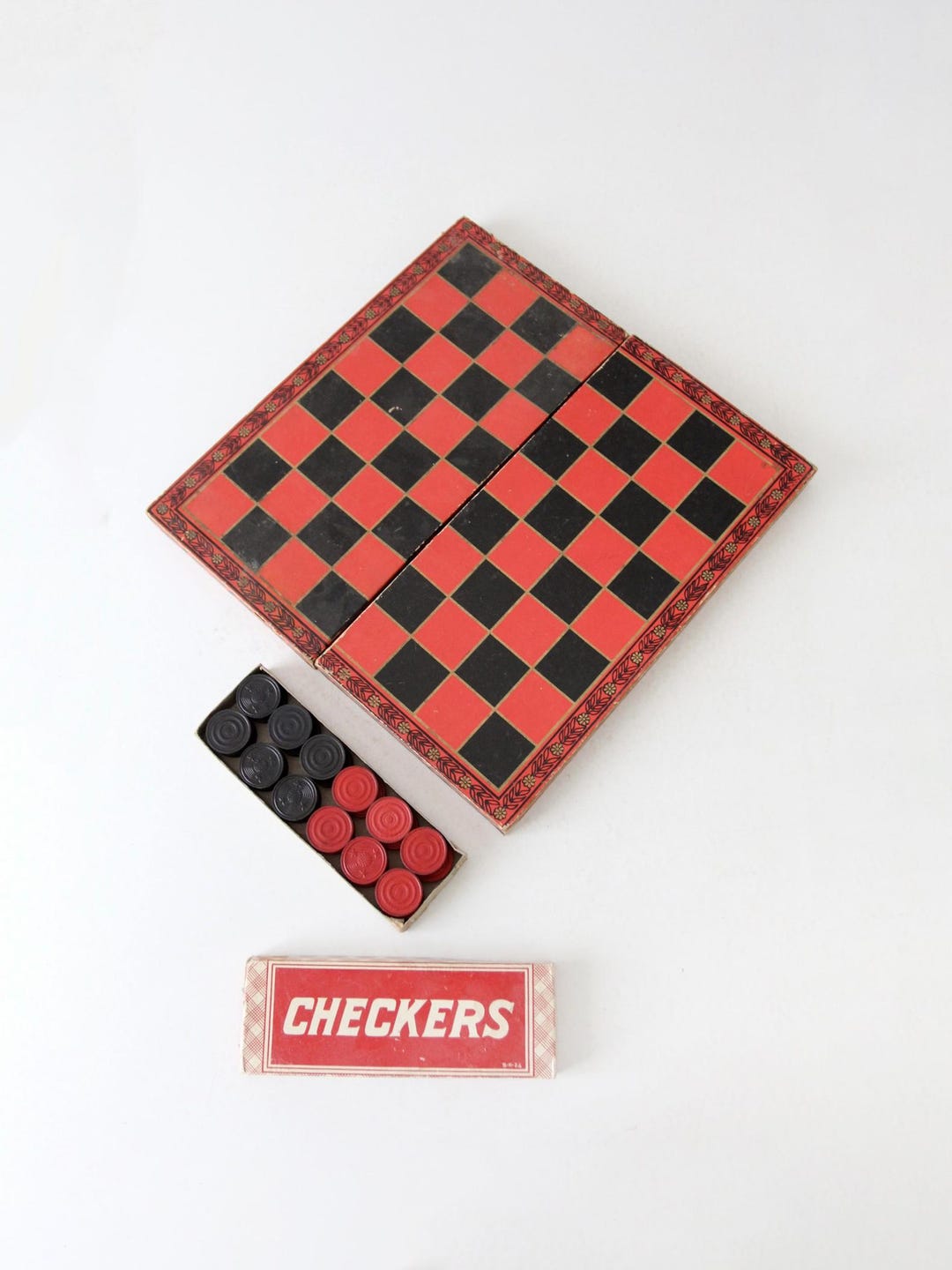 Vintage Checkers / Backgammon Game Board Set - Etsy