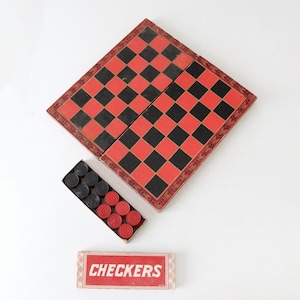 Vintage Checkers / Backgammon Game Board Set - Etsy