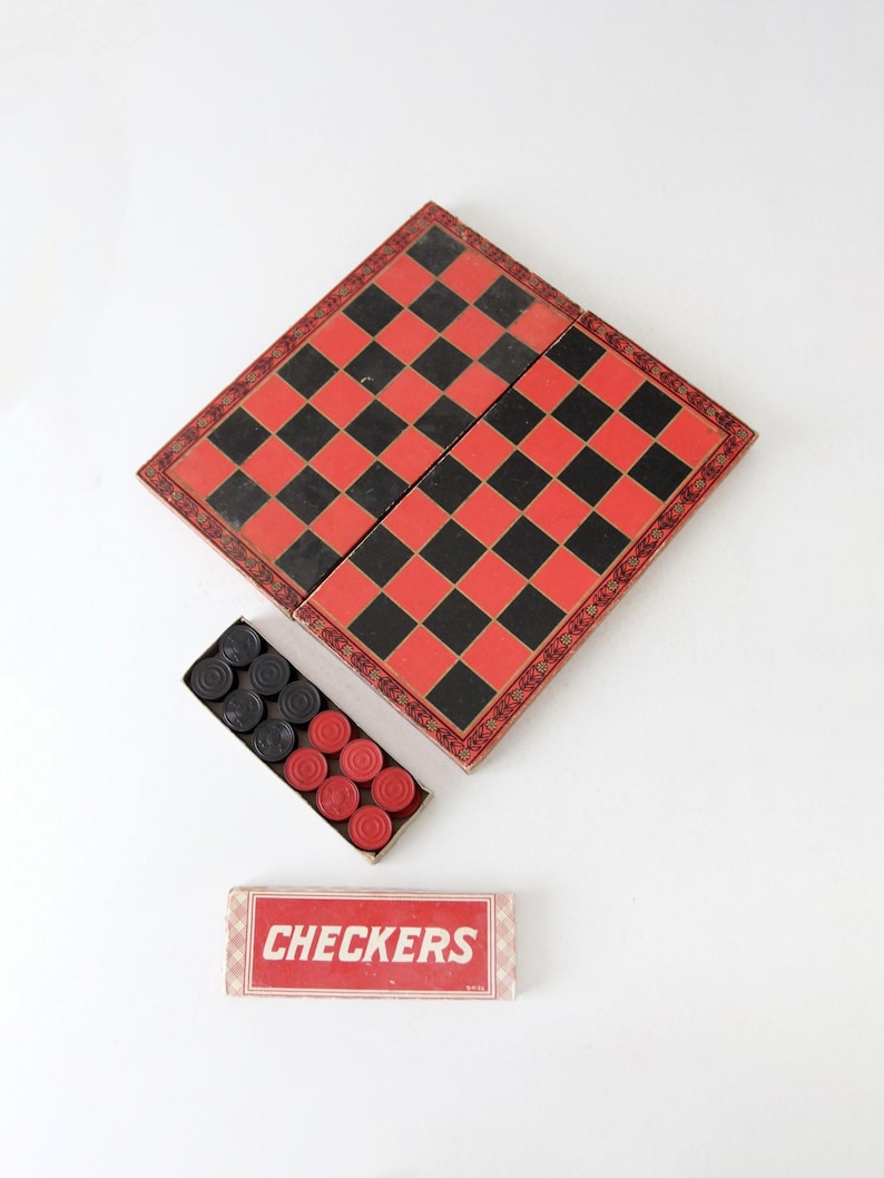 Vintage Checkers / Backgammon Game Board Set - Etsy