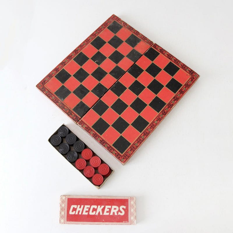 Checkers Board Game - Etsy