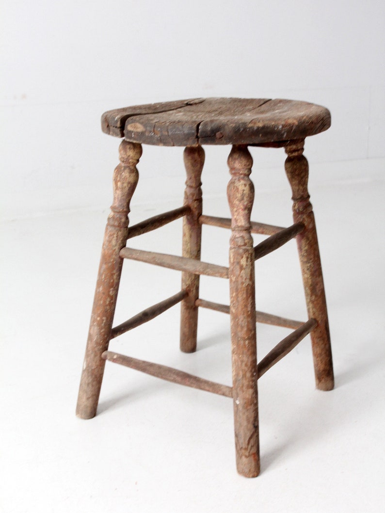 Antique Rustic Wooden Stool - Etsy