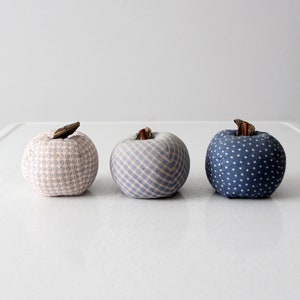 Vintage Hand-made Fabric Apple Ornaments Set/3 - Etsy