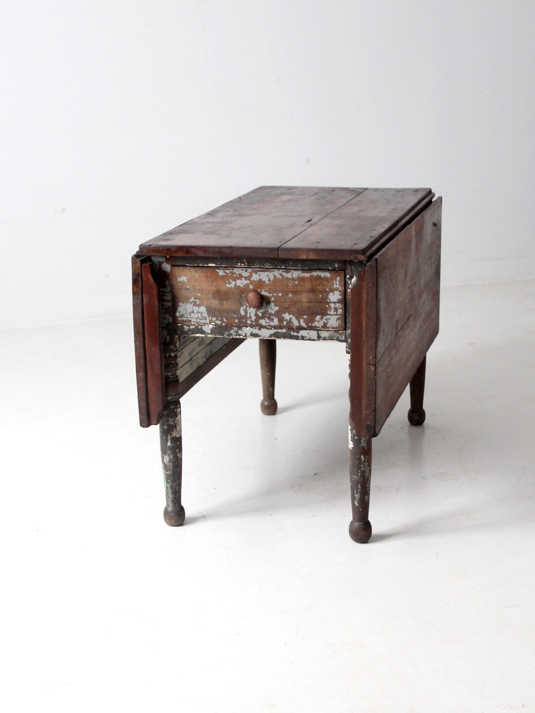 Antique Rustic Drop Leaf Table With Drawer - Etsy