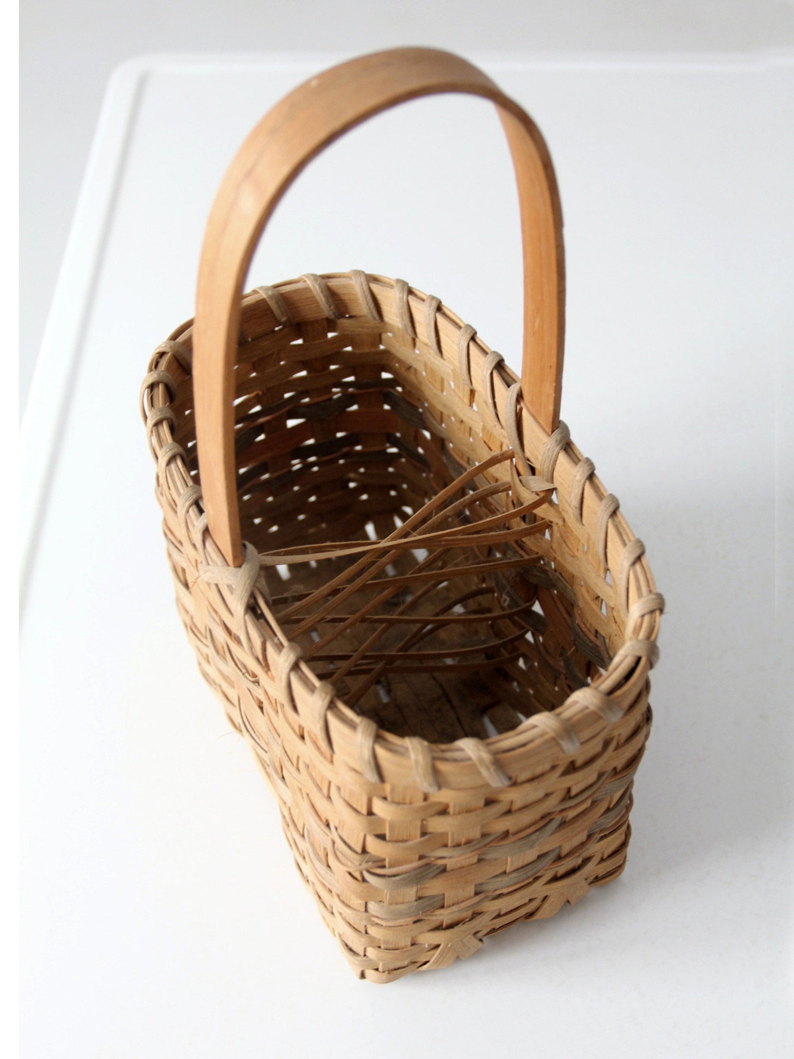 Vintage Splint Weave Basket With Compartments - Etsy