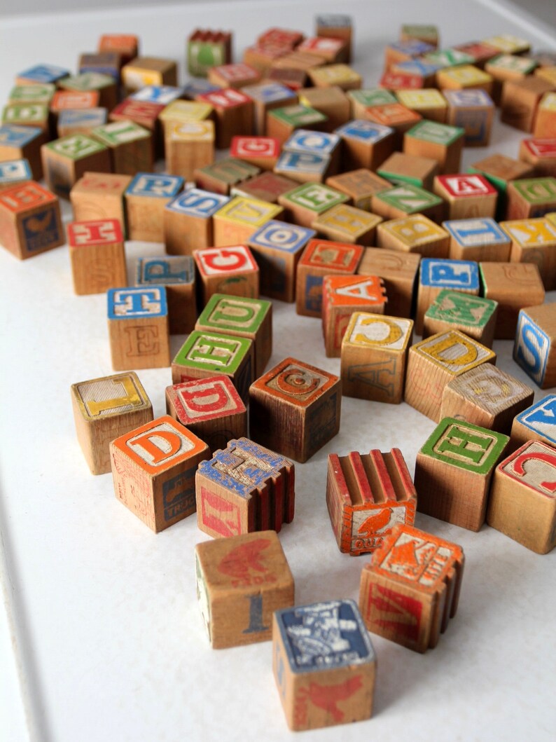 Vintage toy alphabet blocks collection 120 pc | Etsy