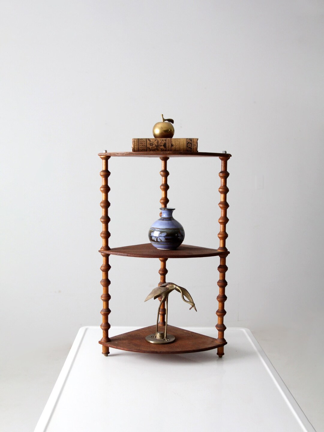 Antique Folk Art Spool Corner Shelf Etagere - Etsy