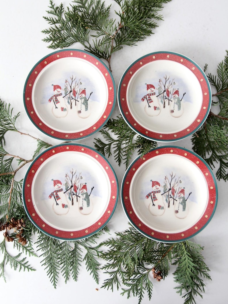 Vintage Royal Season Stoneware Snowman Dishes Set/4 - Etsy