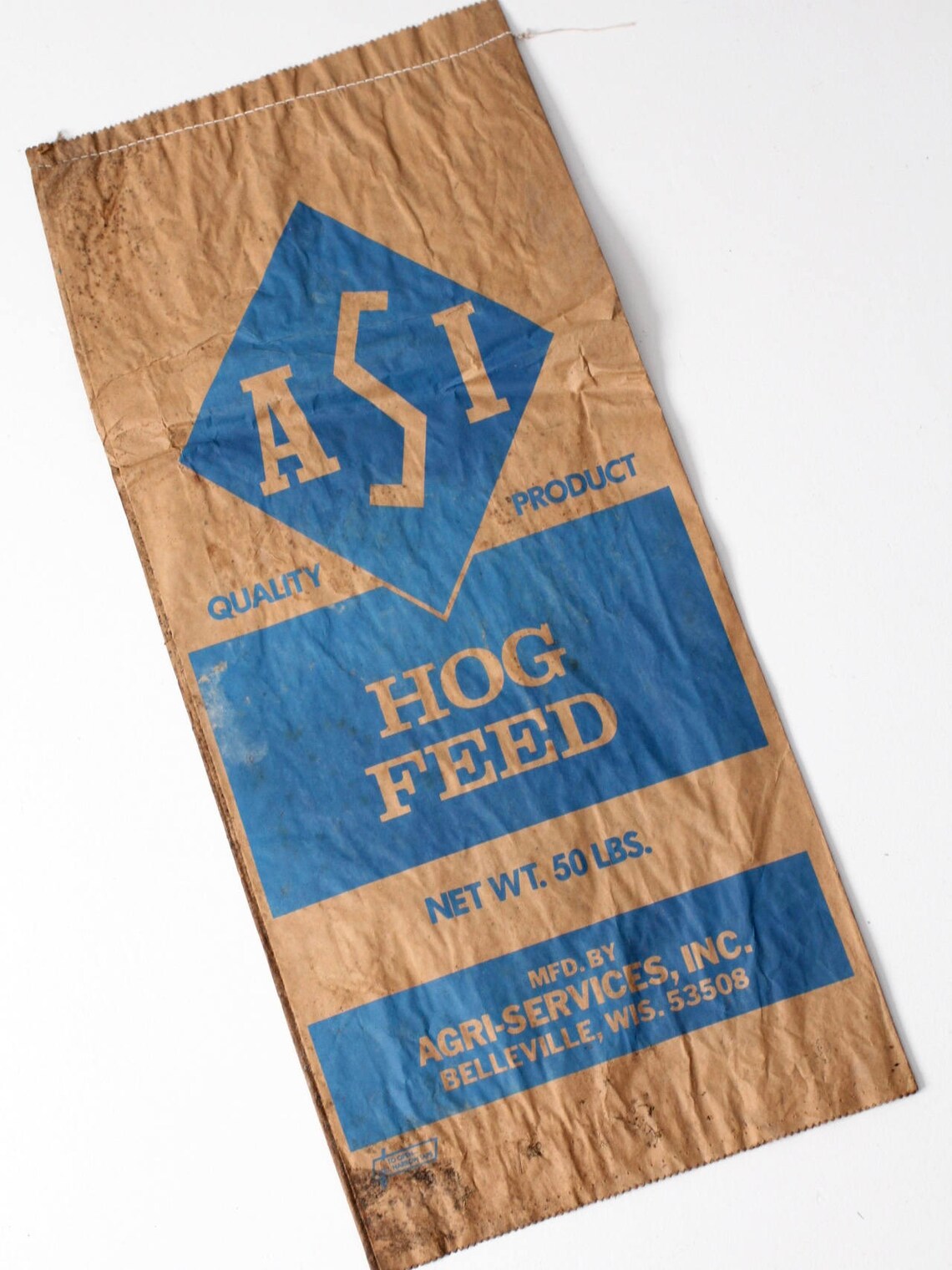 Vintage ASI Paper Feed Bag Blue Paper Farm Sacks Rustic | Etsy