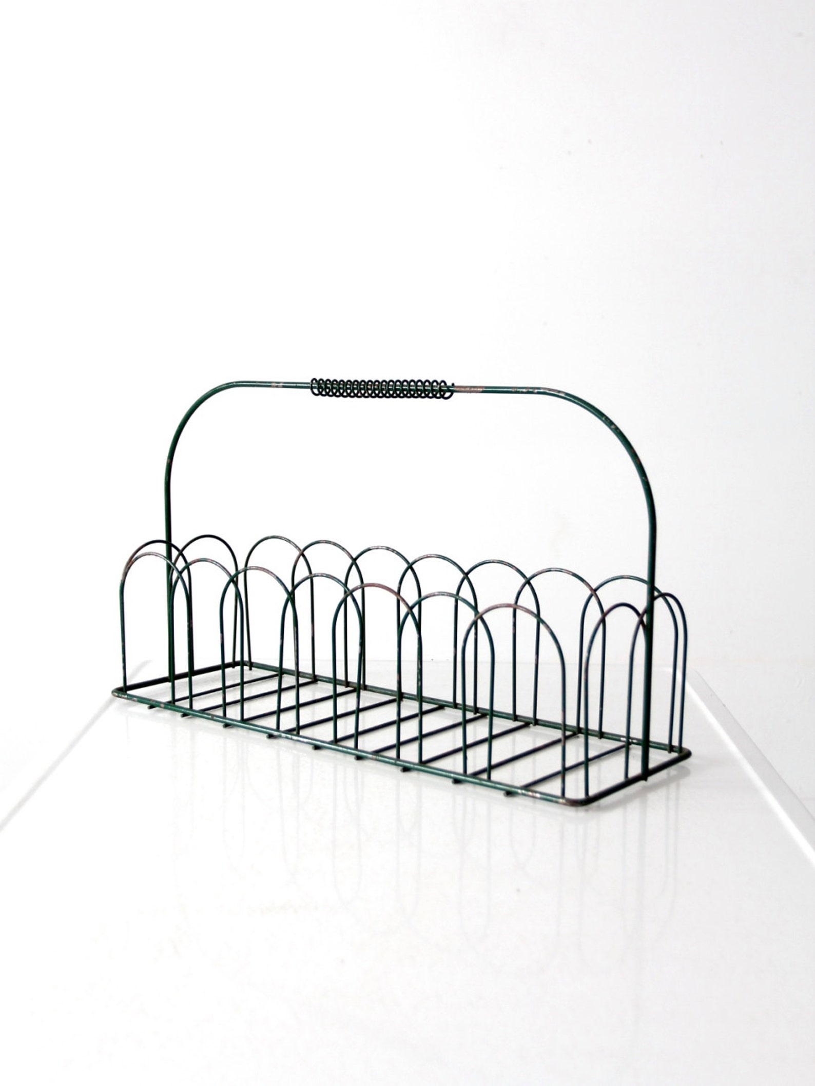 Vintage Wire Basket Green Metal Trug Handle Basket Garden - Etsy