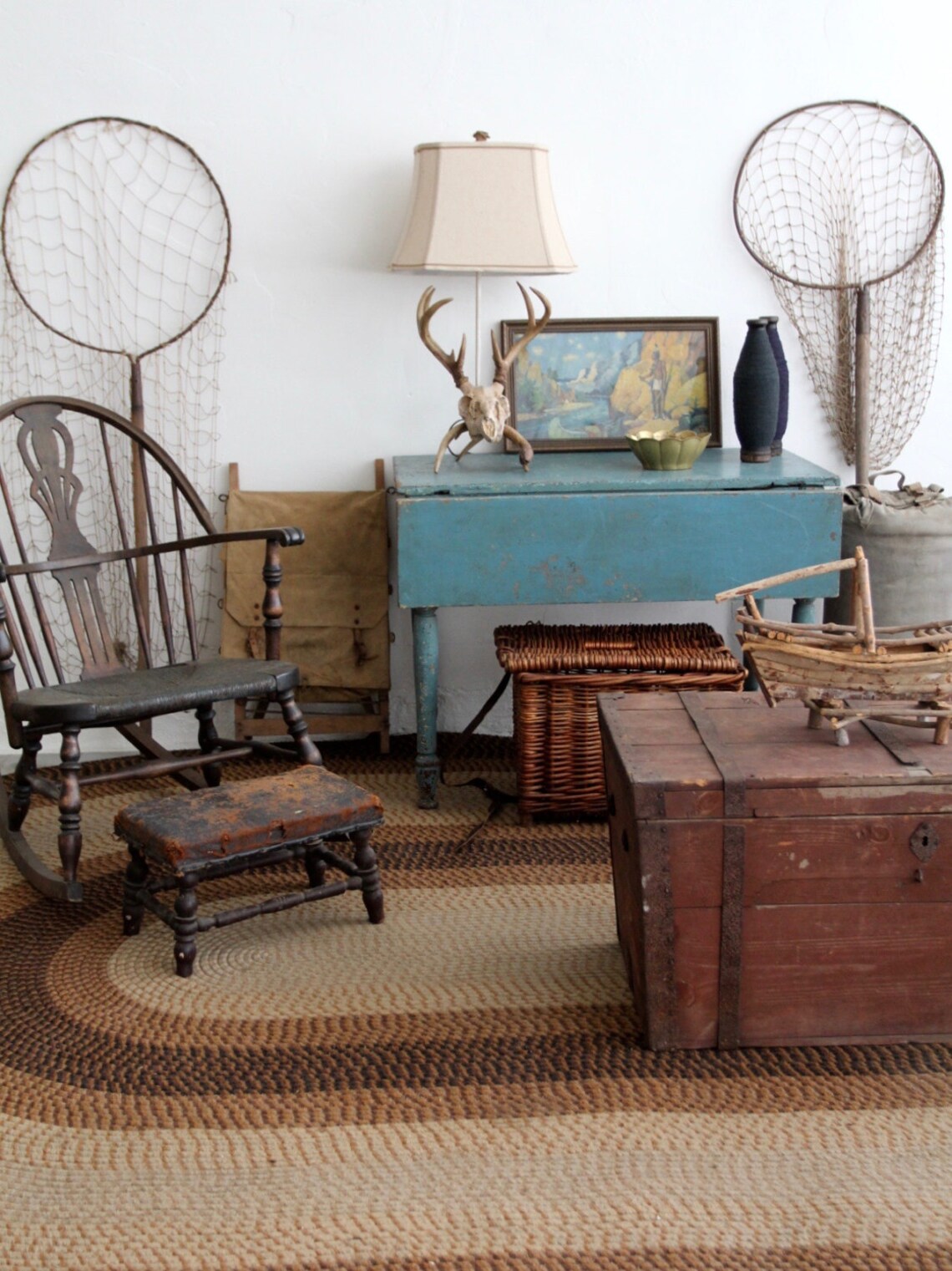 Antique Fish Net on Pole Large Hand Held Fishing Net - Etsy