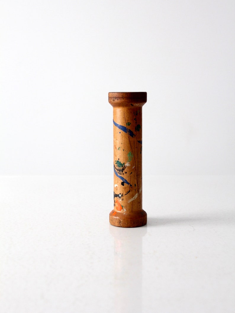 Antique Painted Spool, Folk Art Wooden Industrial Thread Spool - Etsy
