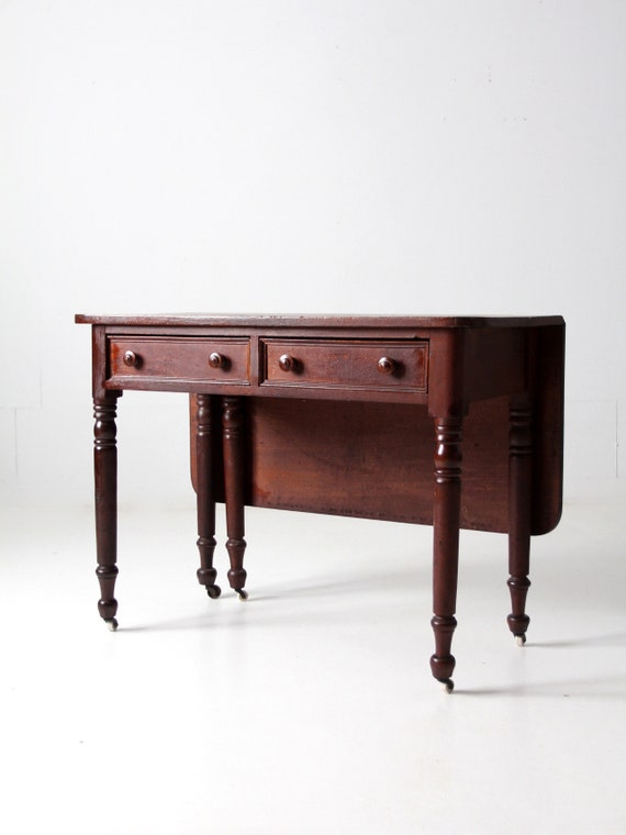 Antique Writing Desk With Drop Leaf Extension Etsy
