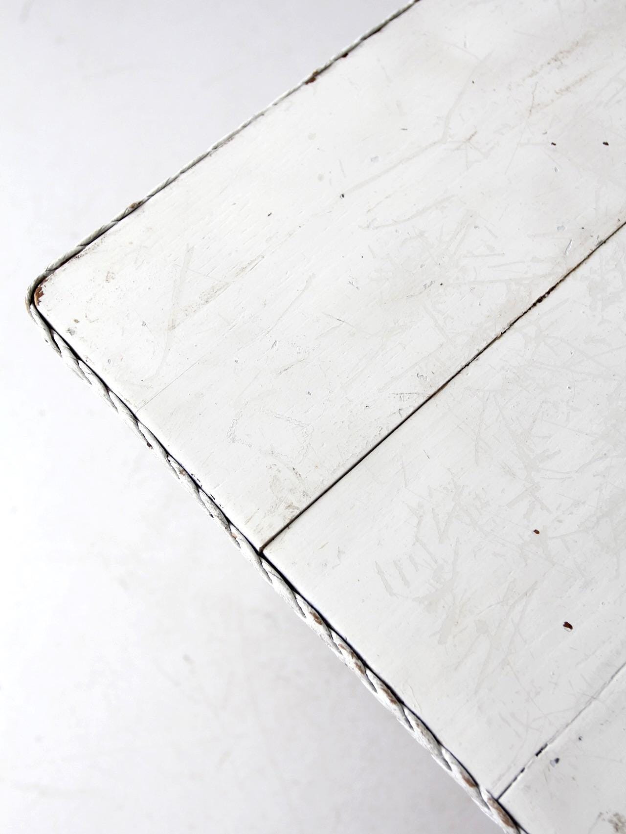 Antique White Wicker Library Table - Etsy