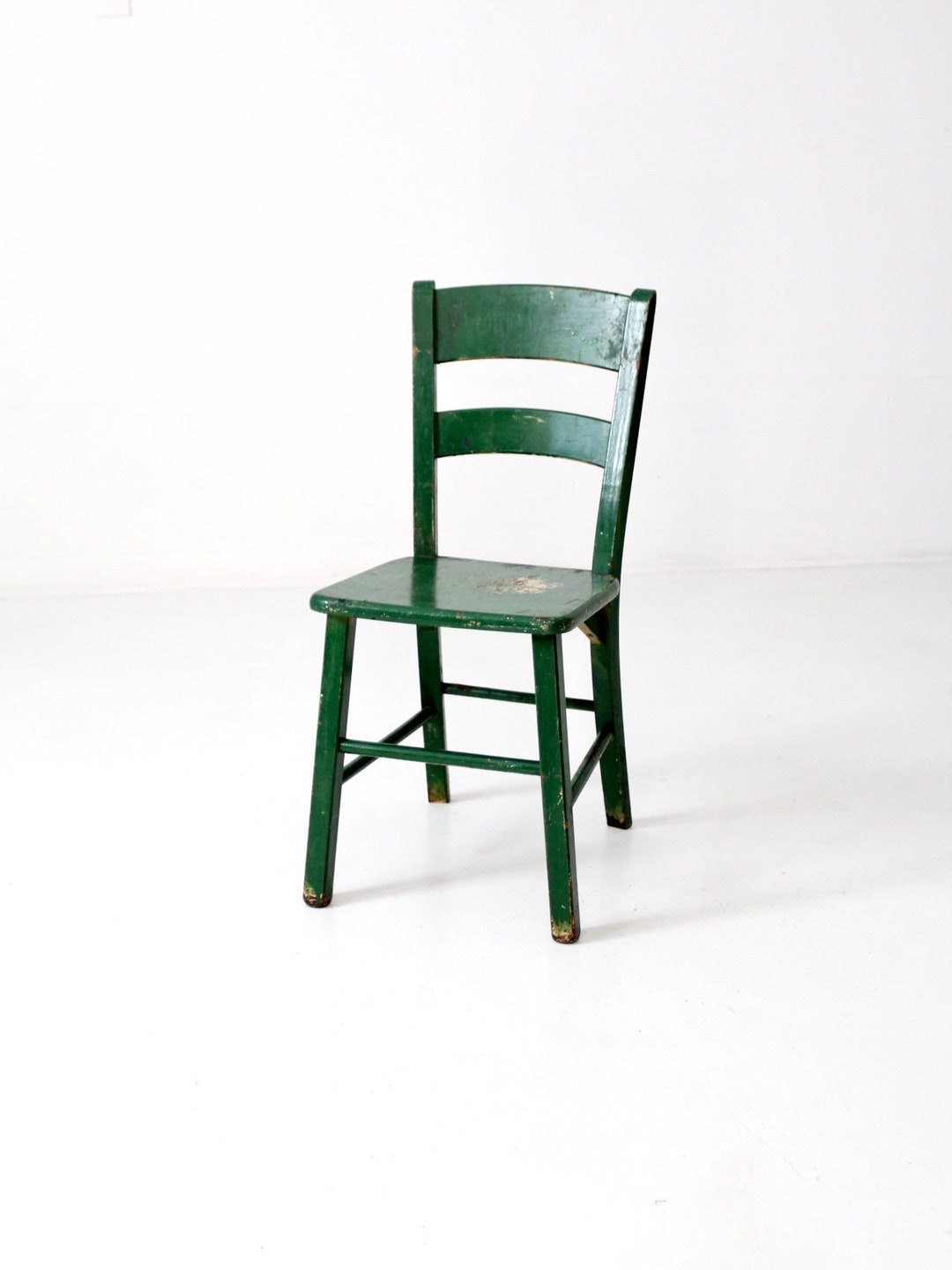 Vintage Wooden Farmhouse Chair, Green Accent Chair - Etsy